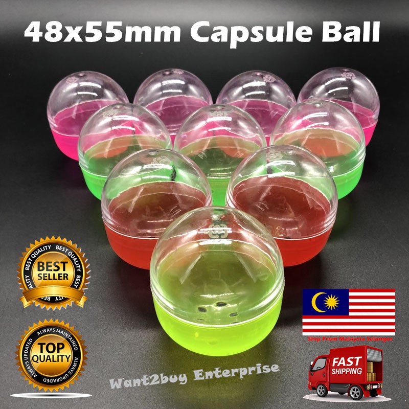 🇲🇾 🔥 48x55mm Colorful Transparent Plastic Surprise Egg Plastic Lucky ...