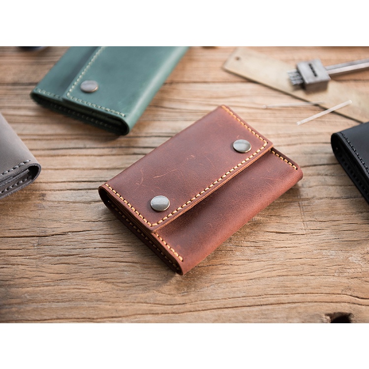 Large thick men's leather handcrafted card bag driver's license bag ...