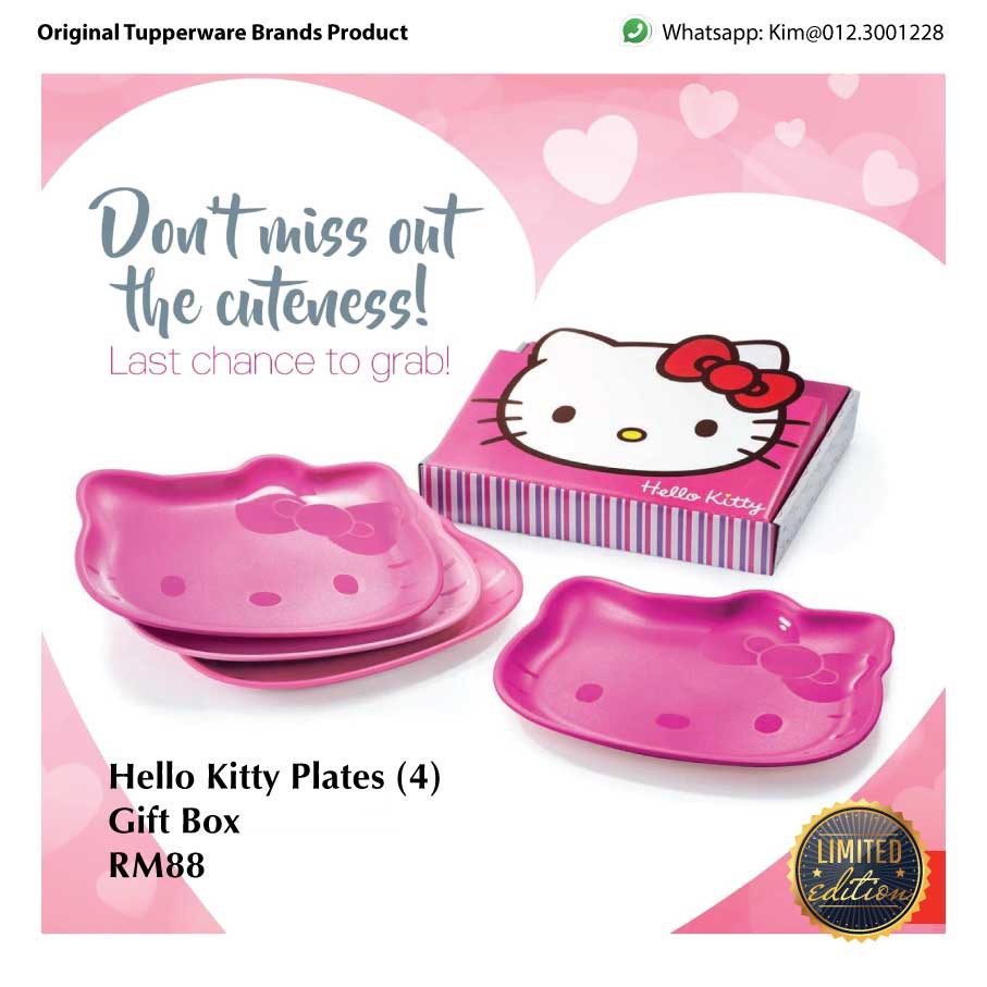 Tupperware Hello Kitty Plates Set - 4 plates [Ready Stock] [Limited ...