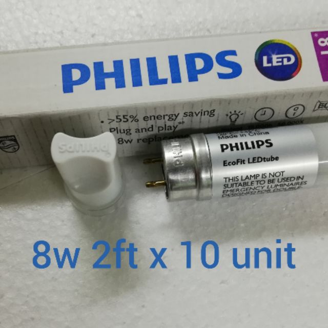 PHILIPS ECOFIT 8/765 T8 LED TUBE COOL DAYLIGHT 10 UNIT | Shopee Malaysia