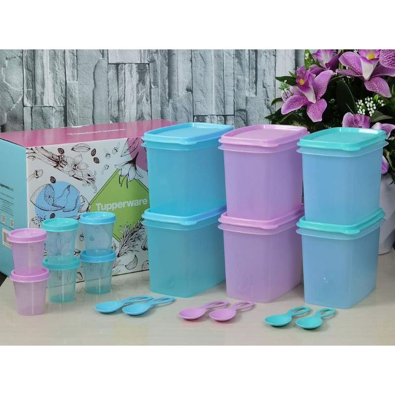 TUPPERWARE SHELF SAVER WITH SPOON 840ml x 2pcs | Bekas Rempah Ratus ...