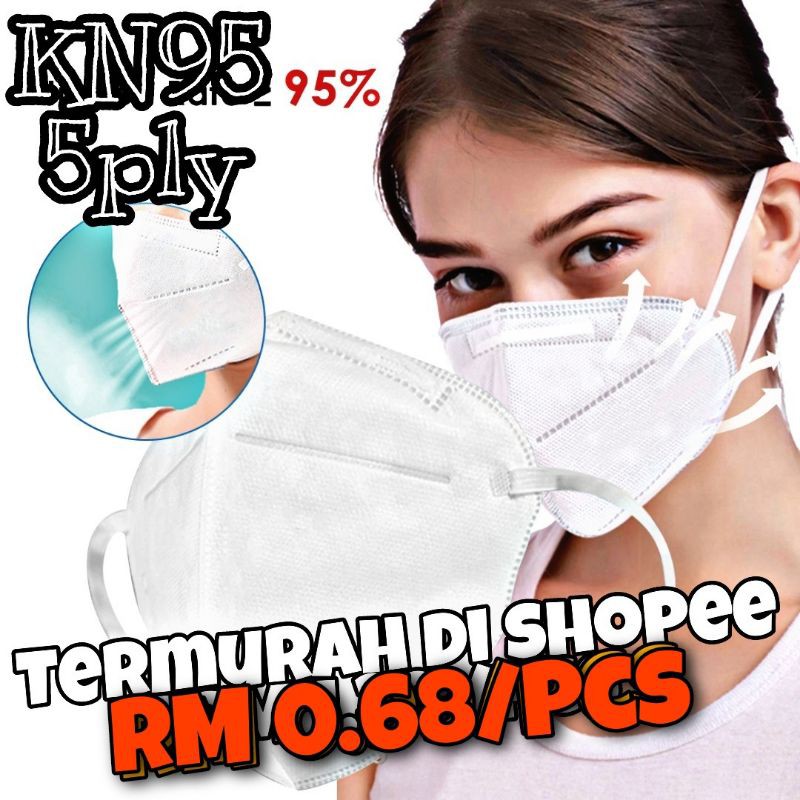 KL STOCK!!! Original KN95 Mask KN95/FFP2 5 Layer Masker KN95/FFP2 Pelitup Muka 5 lapis 1pack isi ...
