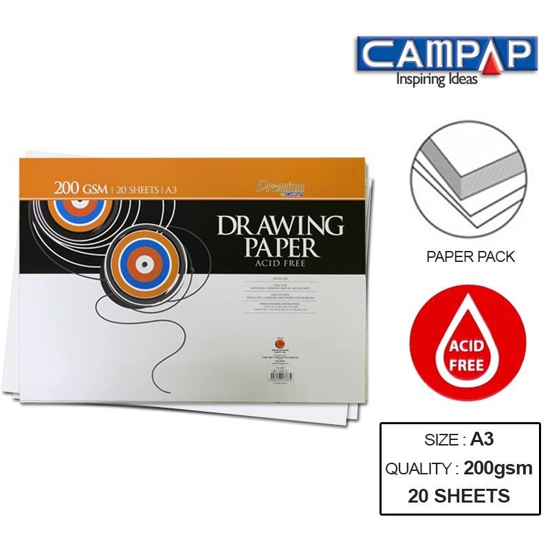 Campap Premium Drawing Paper A3 200GSM 20 Sheets | Shopee Malaysia