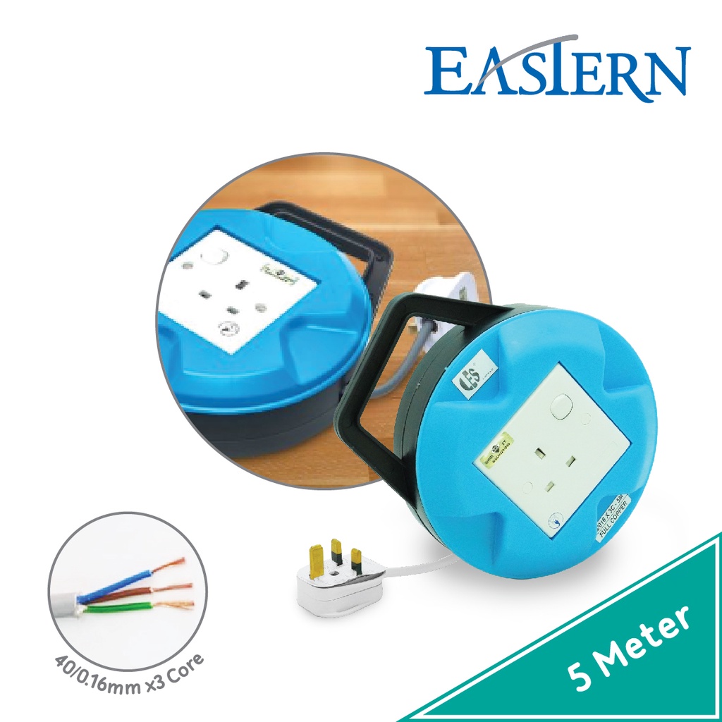 EASTERN 5,7,9,10M(1/2 Gang/Socket) Extension Round Wire Box Trailing ...