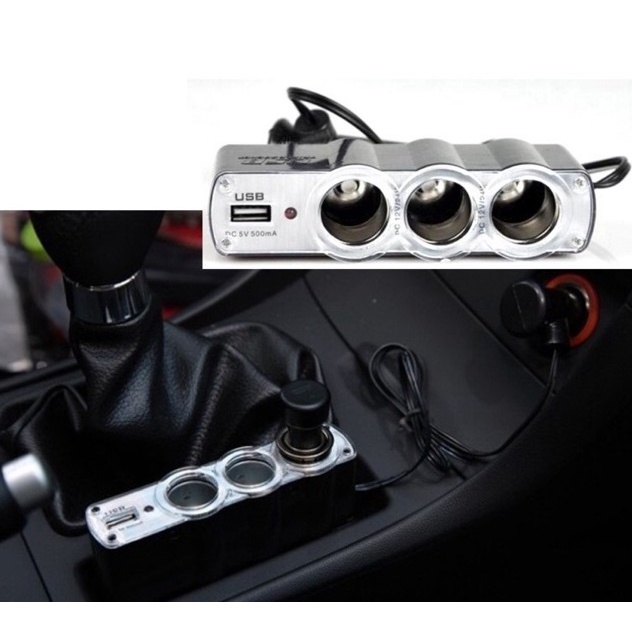 MKR 12V/5A 3 Way Universal Car Cigarette Lighter Sockets Splitter Plug ...