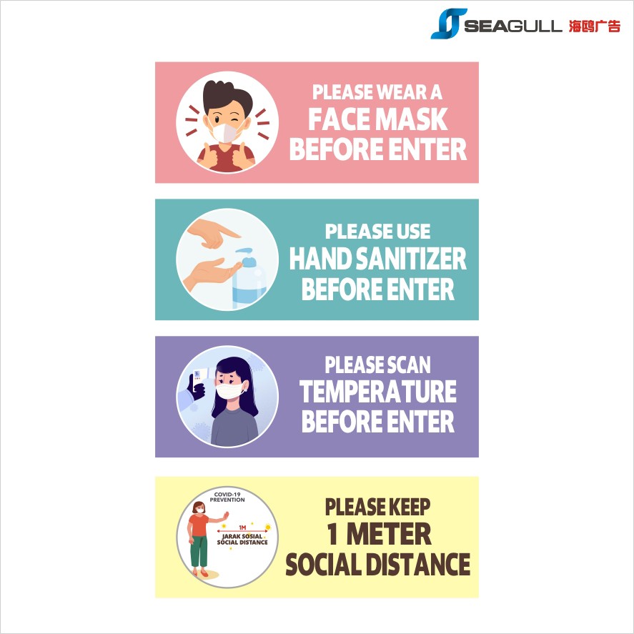 Covid19 Precaution Panduan Sop Pelekat / Keep Social Distancing / Wear ...