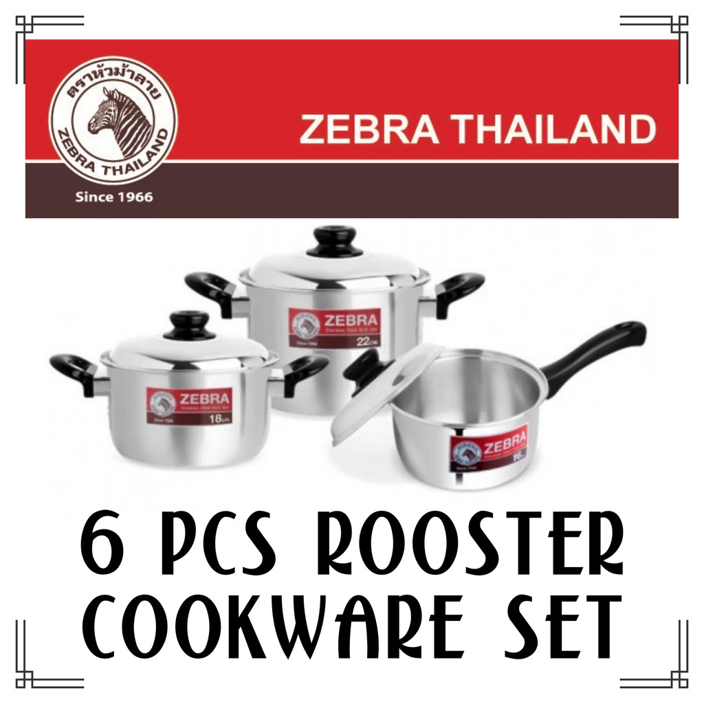 Zebra Stainless Steel Z180X105X000(6Pcs) Rooster Cookware Set | Shopee ...