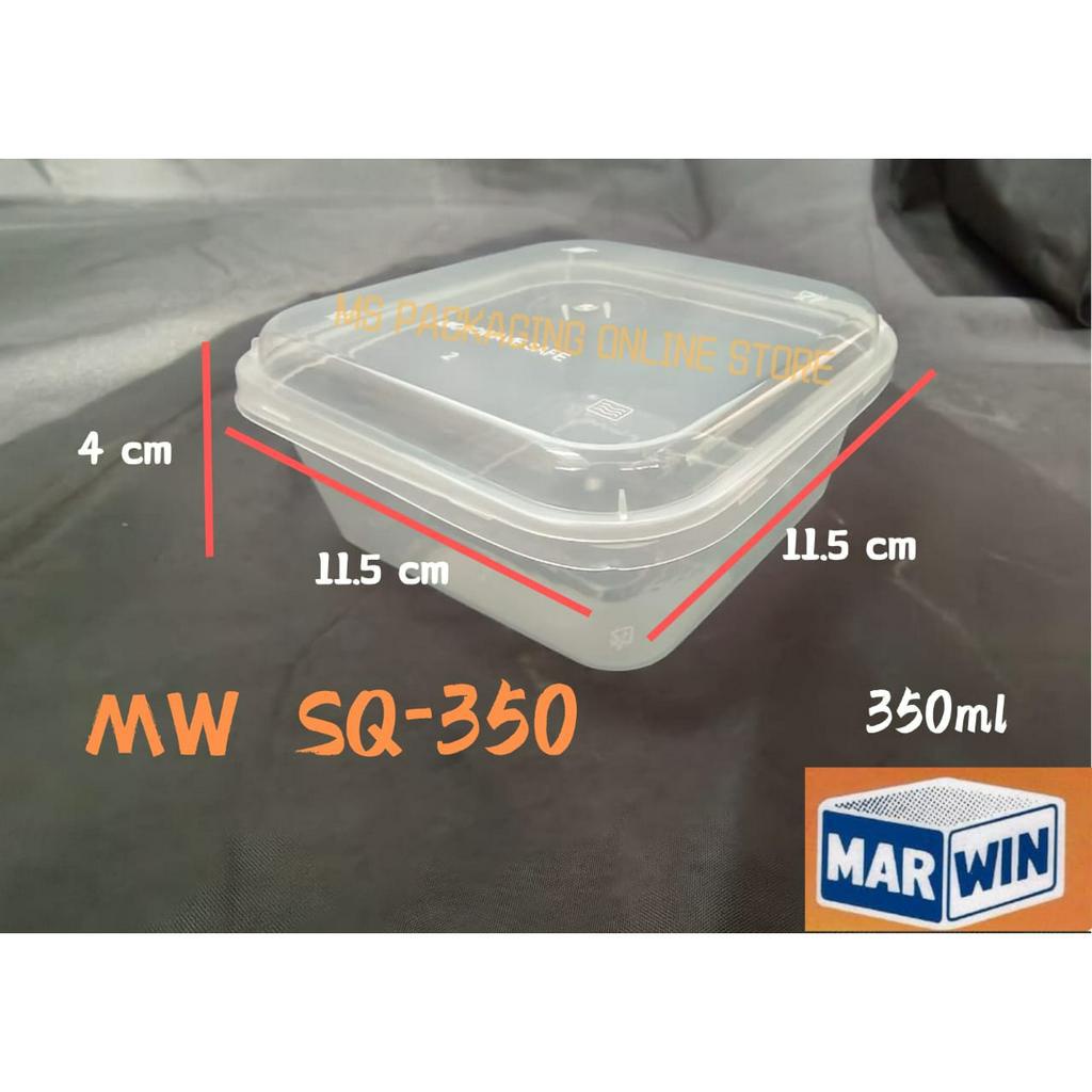 MW SQ-350 Microwavable Square Container with Lid (50set±)/(350ml ...