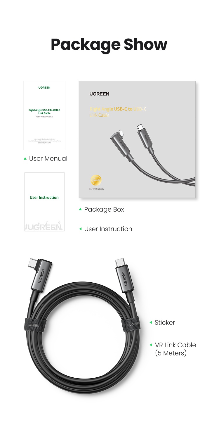 UGREEN 5M USB C to C VR Link Cable 5 Gbps Transfer Rate for Oculus ...