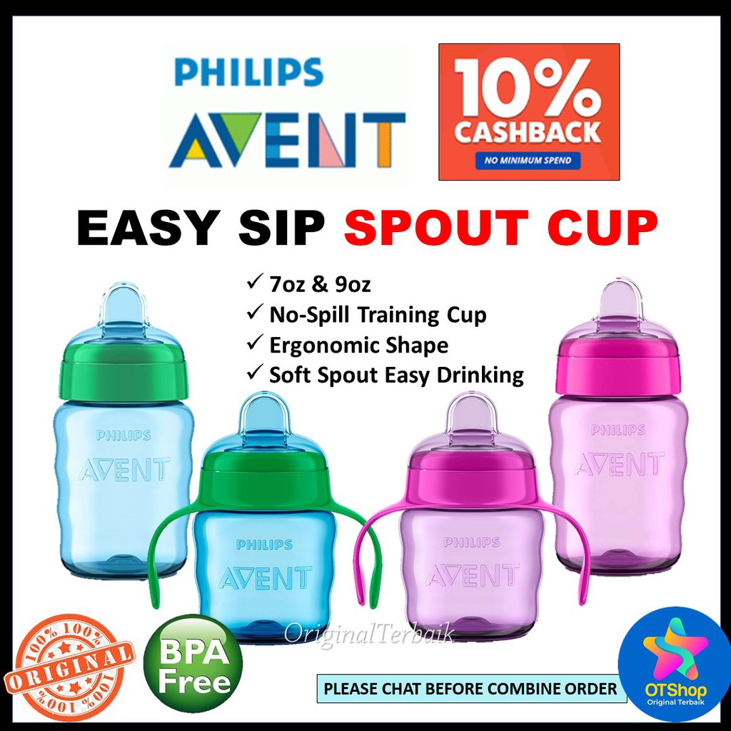 Botol Philips Avent Easy Sip Spout Cup 7oz & 9oz Ergonomic Shape ...