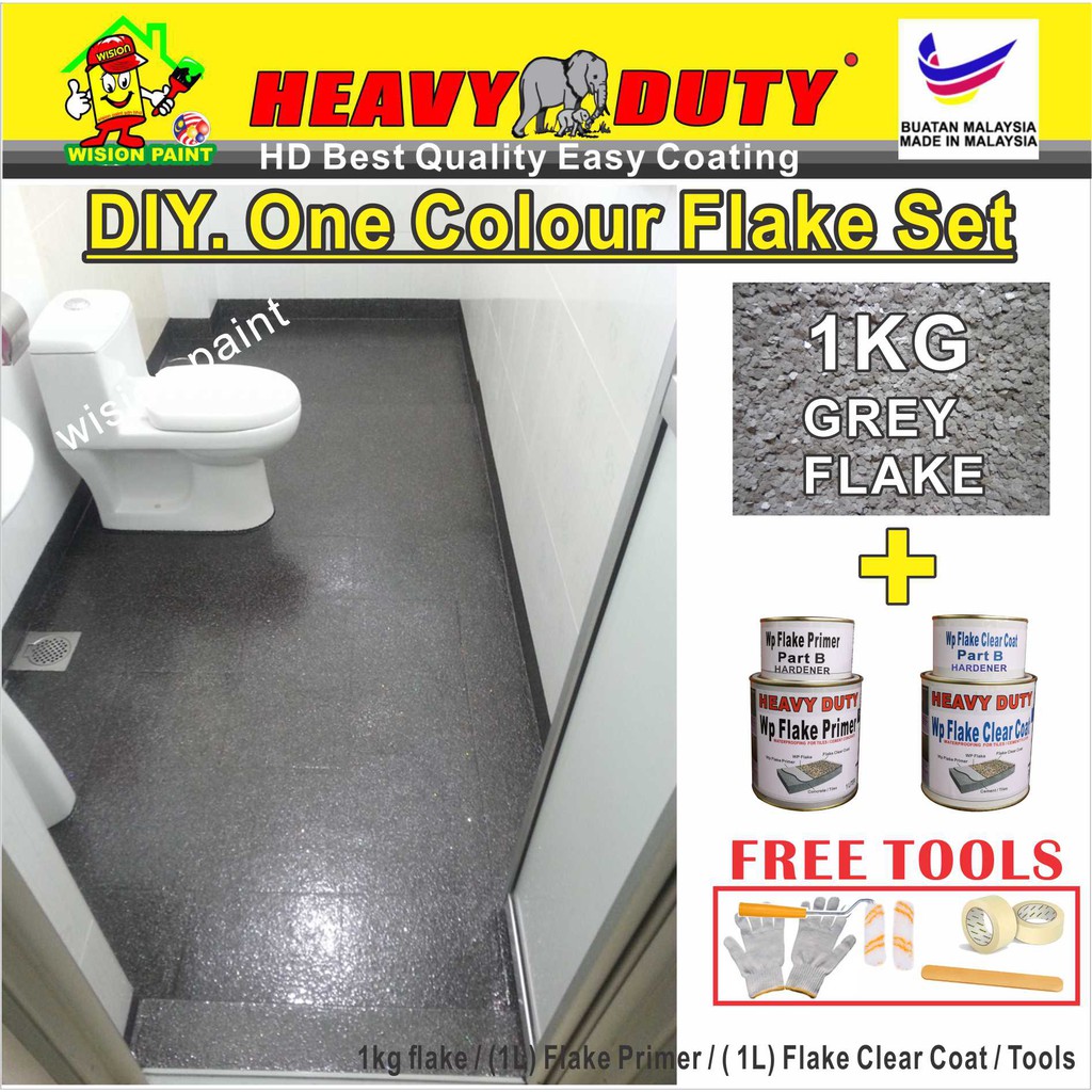 grey mix - FULL SET ( FREE TOOLS / 1L PRIMER/1L CLEAR /1KG FLAKE ...
