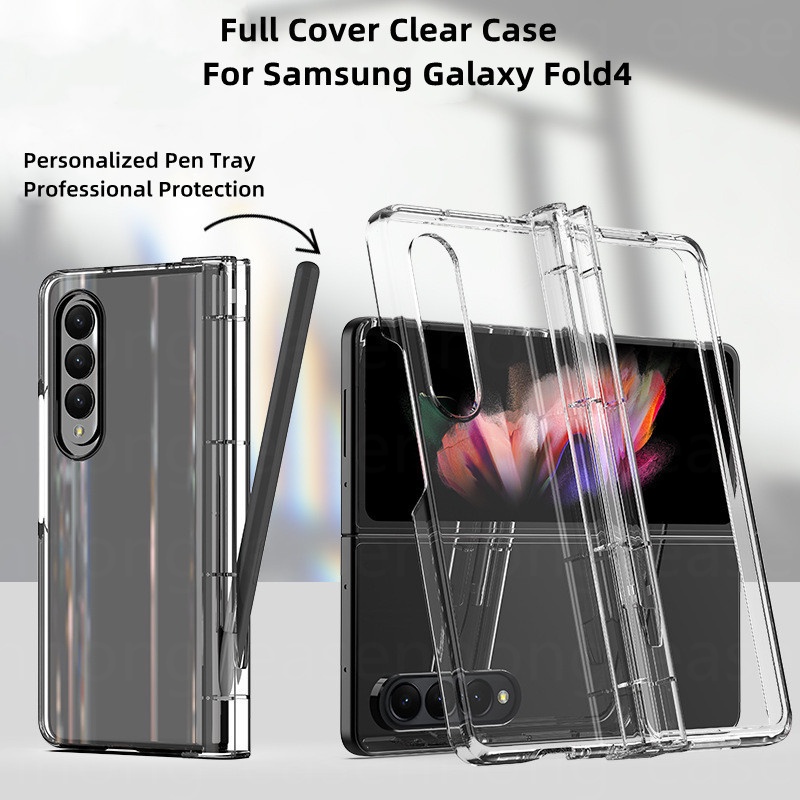 For Samsung Galaxy Z Fold 6/5/4/3 Cover with S-Pen Holder Transparent ...