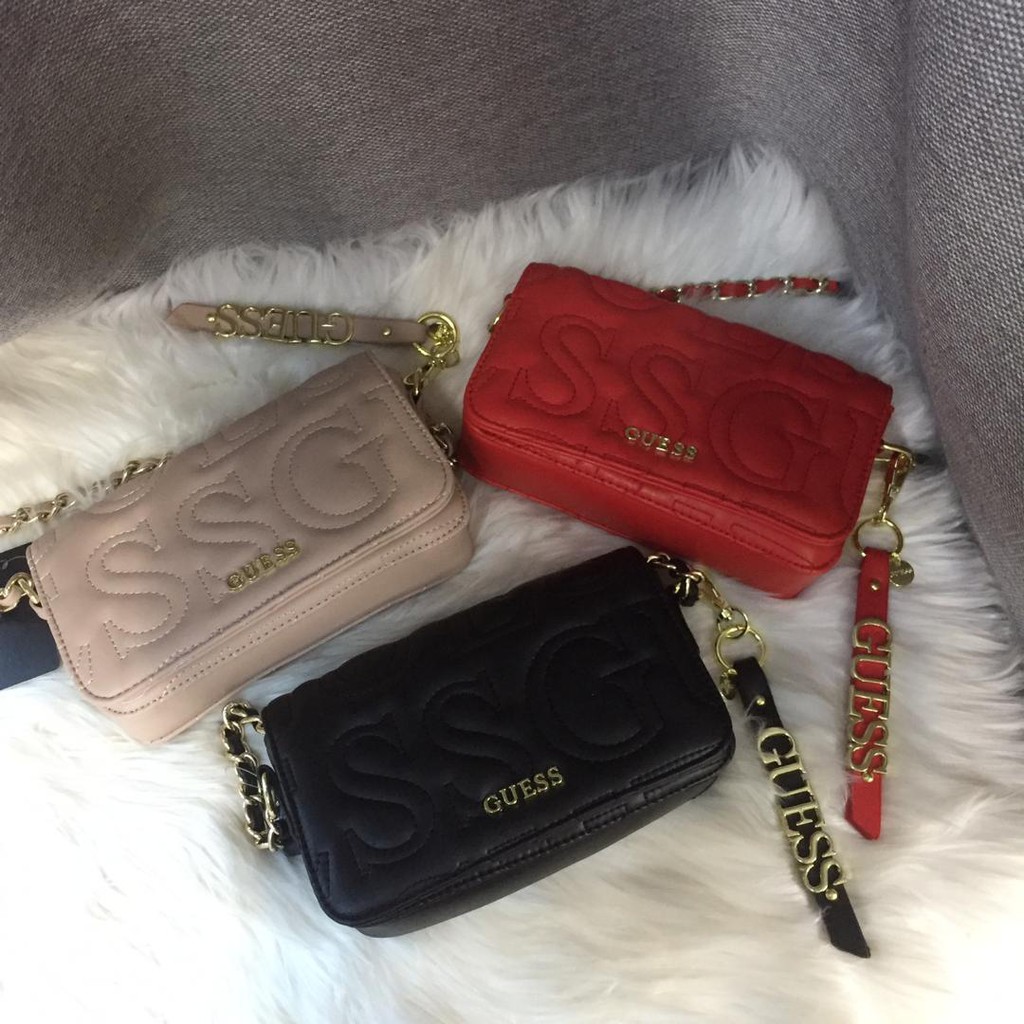 Guess Women's Rectangle Sling Bag with Keychain | Shopee Malaysia