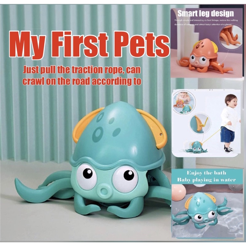 Bath Toy Clockwork Water Octopus,Walking Amphibious Cute Floating Bath ...