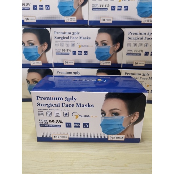 (Ready Stock )Premium Surgical Face Mask 3ply PFE 99% (50pcs per box ...