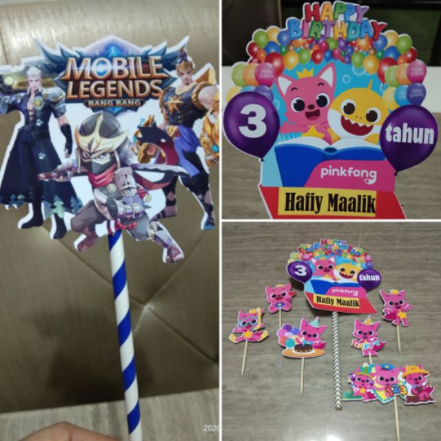 topper cake mobile legend dan pinkfong | Shopee Malaysia
