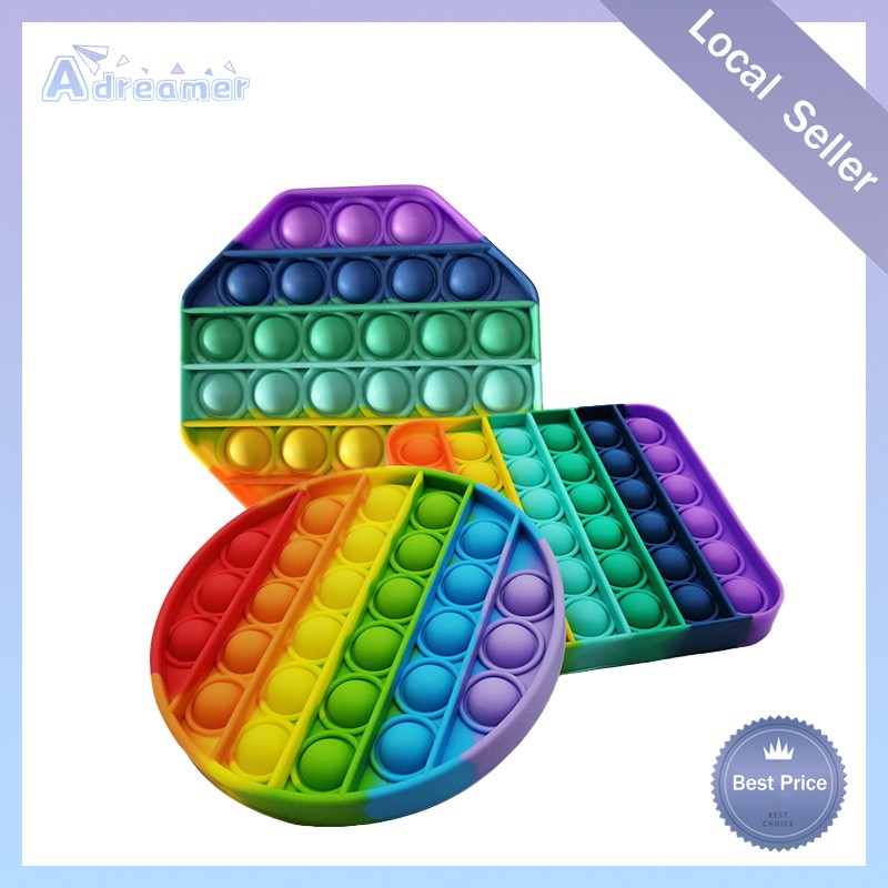 Rainbow colors Push Pop it fidget toy Push bubble stress relief kids ...