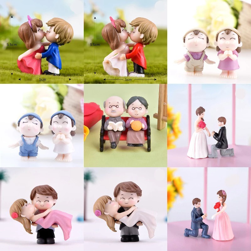 Mini Cute Figurines Miniature Couple Lover Wedding Bride Groom Cake ...