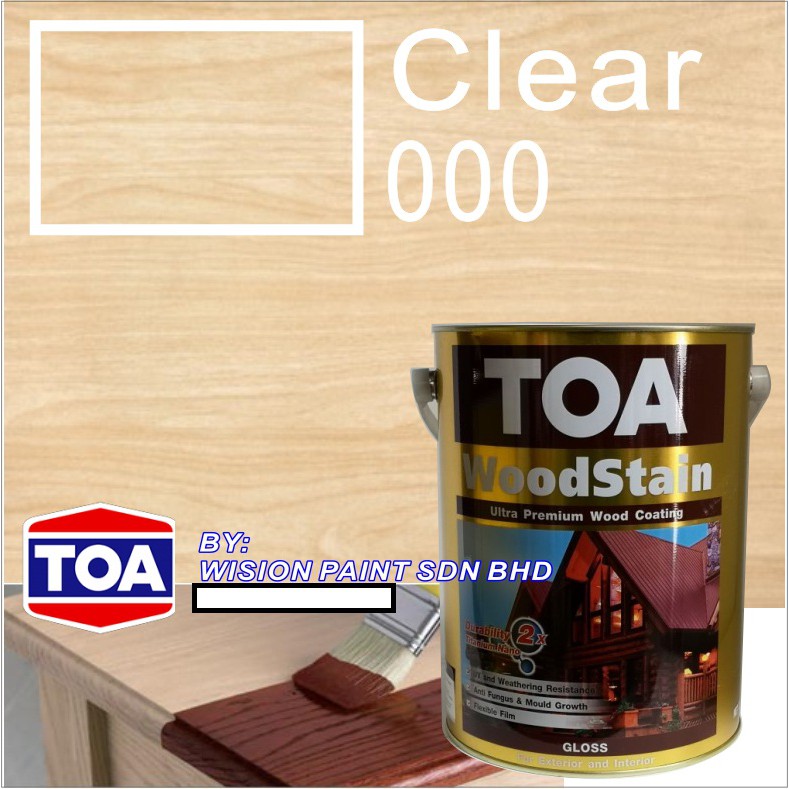 5 Litre ( 5L TOA Woodstain Gloss ) Interior & Exterior Wood Paint Wood Varnish Shellac / toa ...