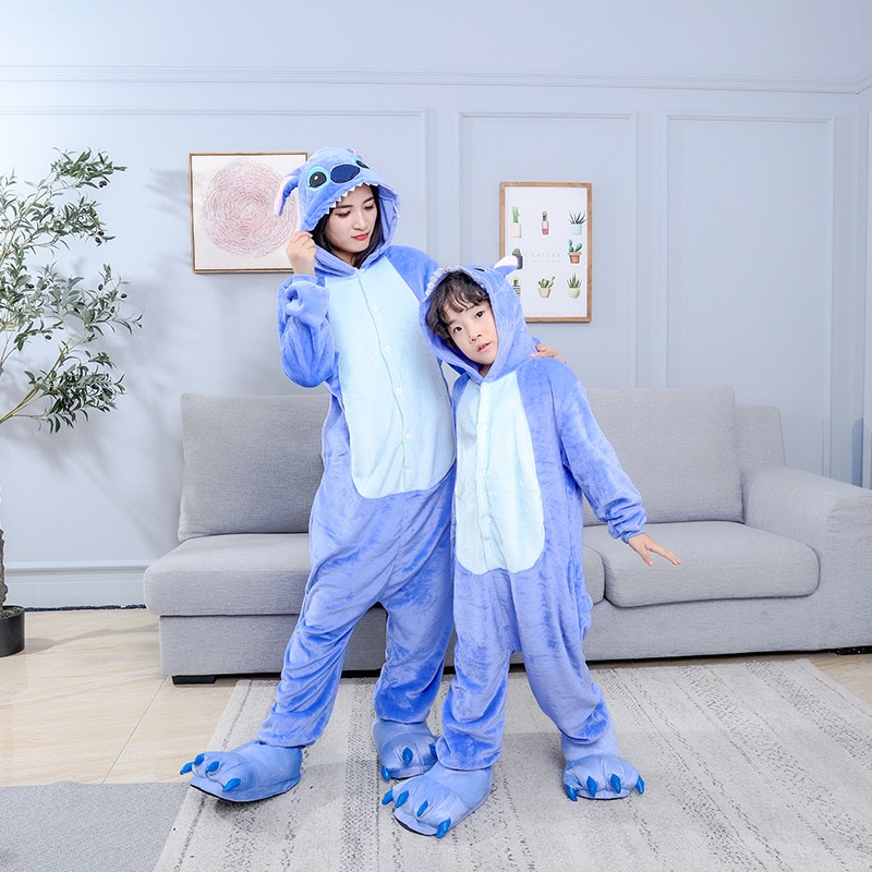 Blue Stitch Pajamas Unisex Spring Autumn Animal Cartoon Onesies Women ...