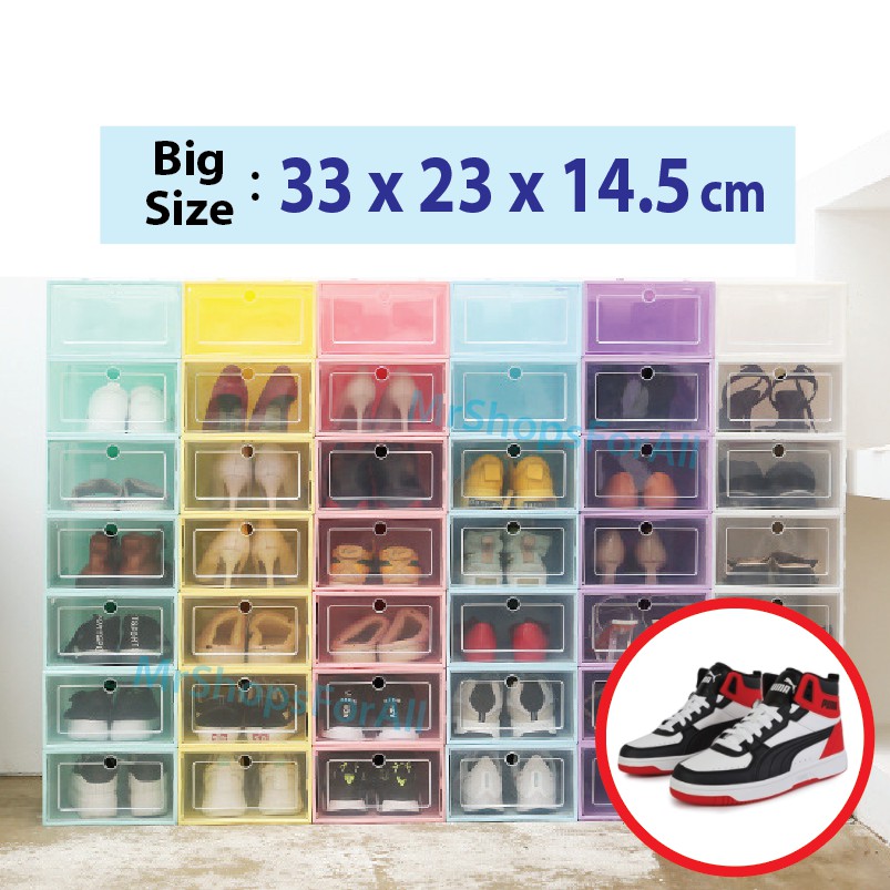 💥HOT DEAL!! LARGE Size Colourful Transparent Plastic Cover Shoe Storage ...