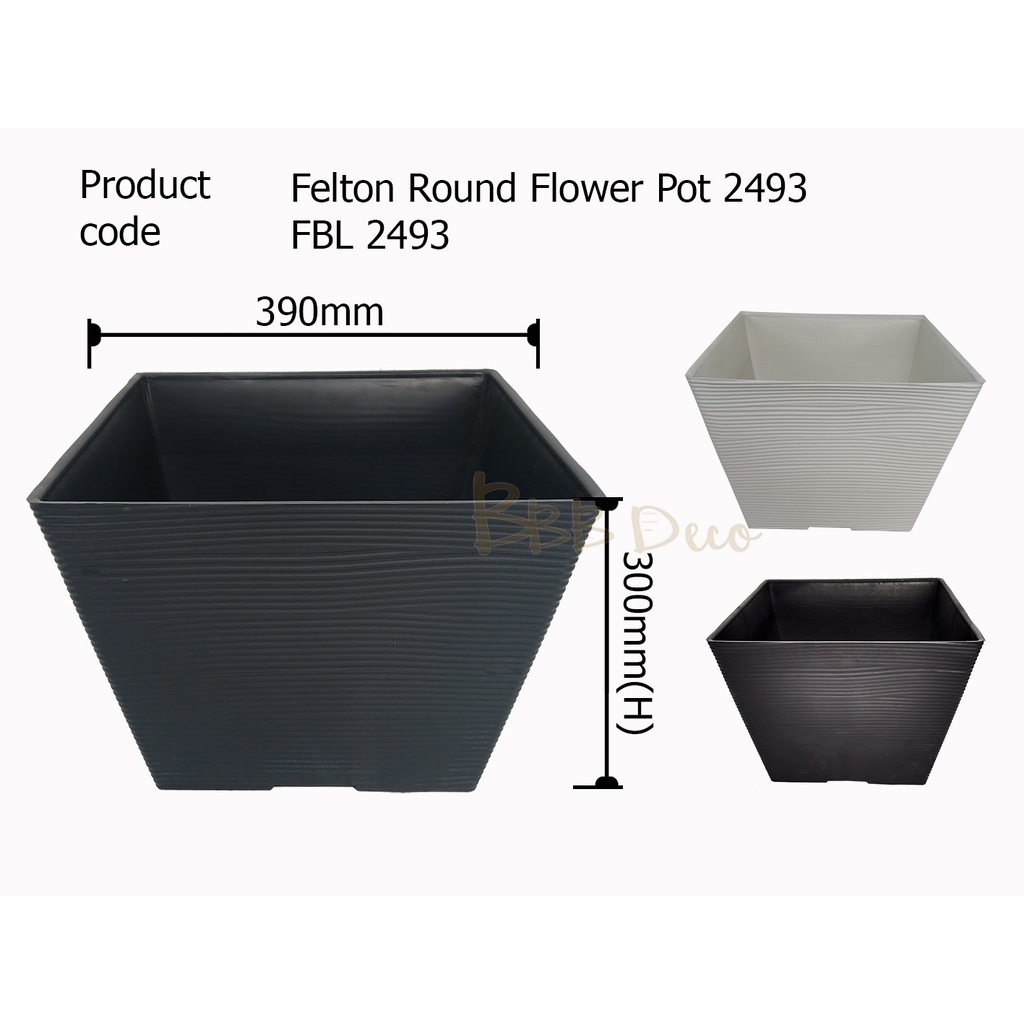 FELTON SQUARE FLOWER POT 2493 /PASU BUNGA SEGI EMPAT PLASTIC 2493_FOR ...