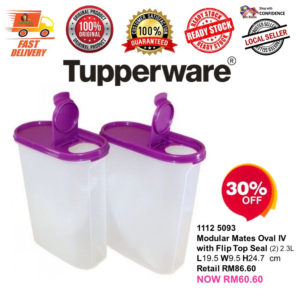 Tupperware Modular Mates Oval IV with Flip Top Seal (2 pc) 2.3L (1112 ...