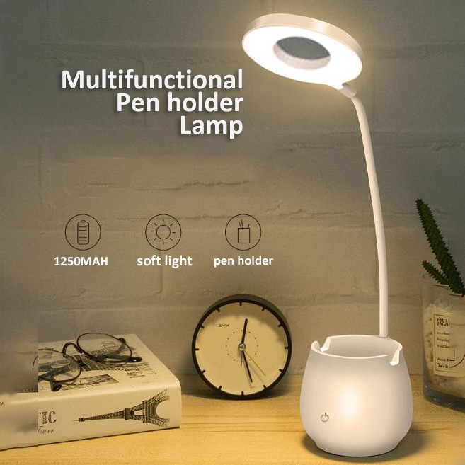 Table Lamp LED Desk Lamp Reading Lamp With Pen Holder Eye-protect Desk ...