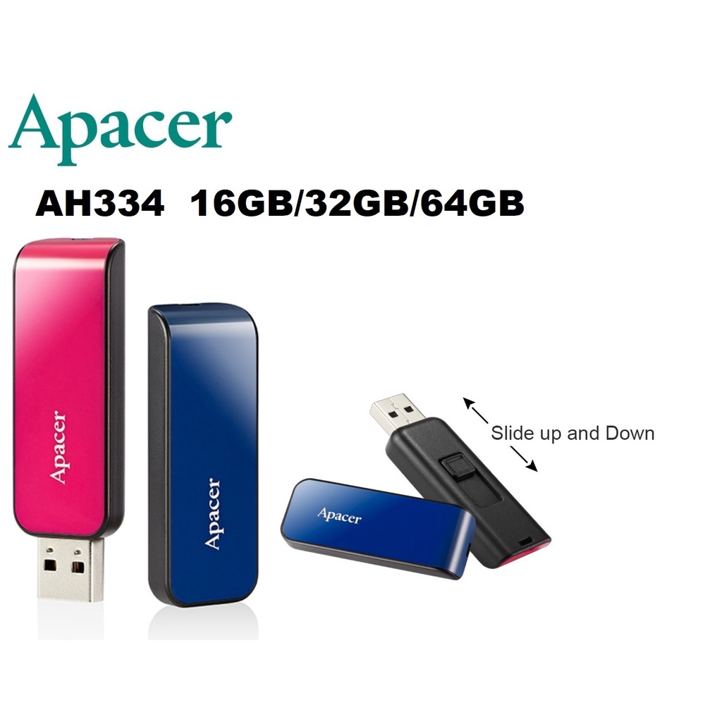 APACER AH334 USB2.0 16GB / 32GB /64GB Pendrive Pen Drive /Flash Drive ...