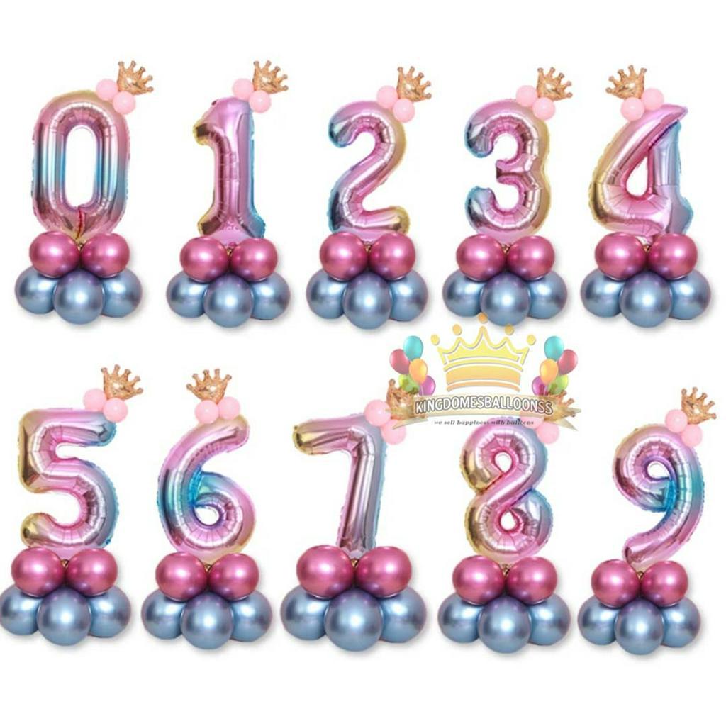 Crown Rainbow Number Package Balloon 80cm | Shopee Malaysia