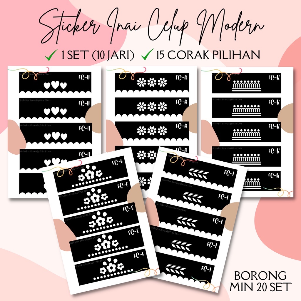 STICKER INAI CELUP MODERN / STICKER HENNA JARI (10pcs) | Shopee Malaysia