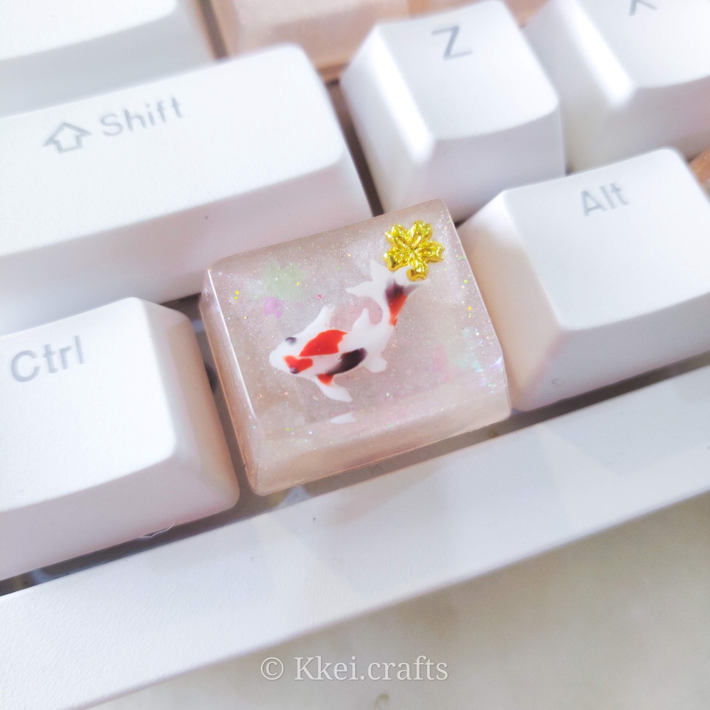 Kkei Sakura KOI fish Keycaps for Cherry MX Switches, Handmade Resin ...