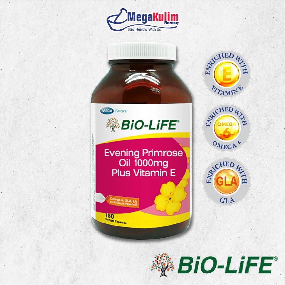 Biolife Evening Primrose Oil 1000mg Plus Vitamin E 180 Cap | Shopee ...