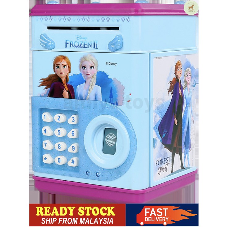Frozen Elsa Spiderman Automatic Electronic Fingerprint Money Saving Box ...