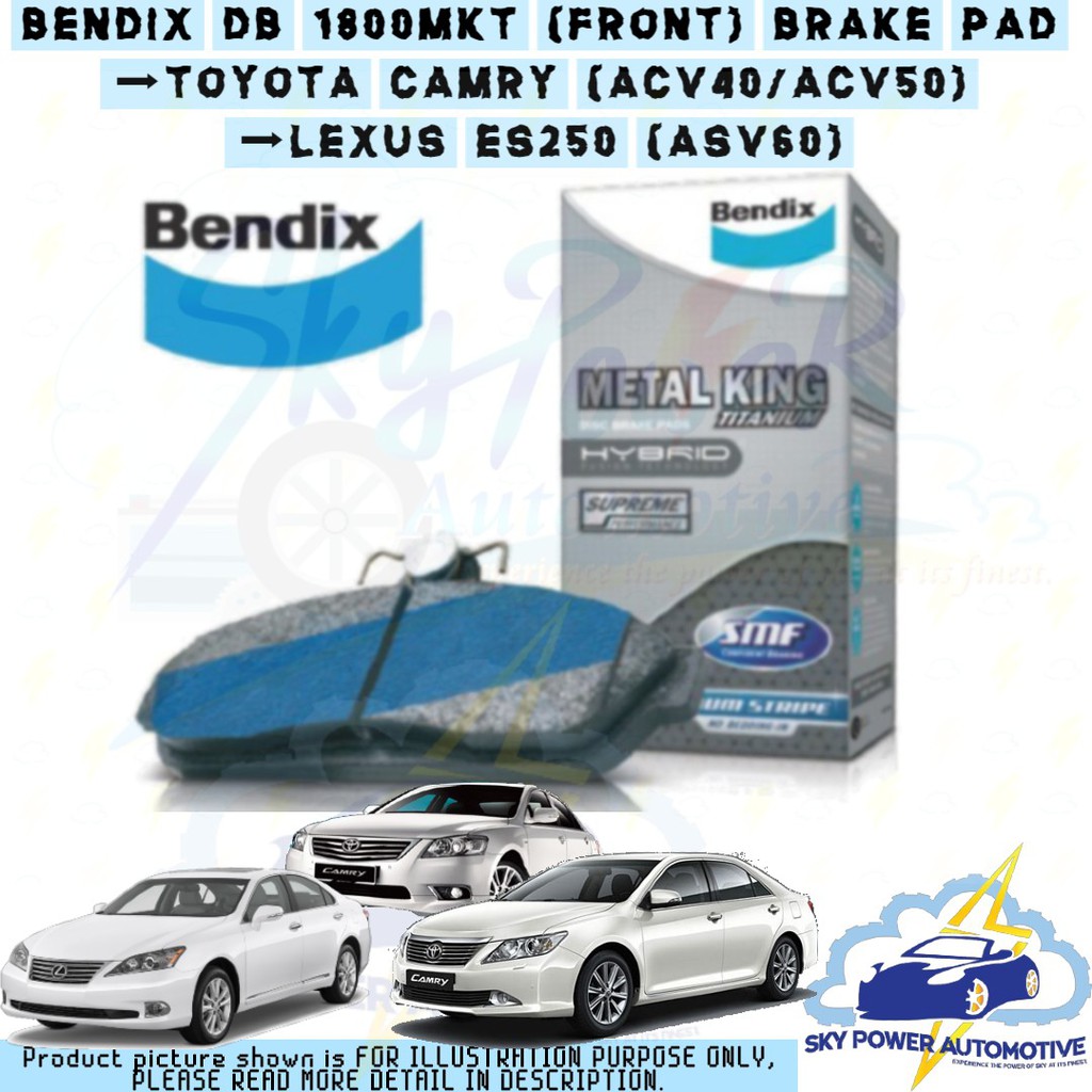 TOYOTA CAMRY (ACV40/ACV50) / LEXUS ES250 (ASV60) FRONT DISC BRAKE PAD ...