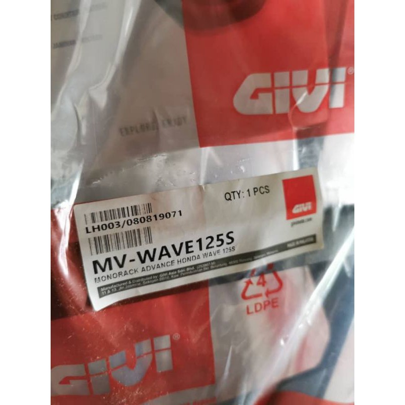 GIVI MV-WAVE125S Monorack Advance Honda WAVE 125S | Shopee Malaysia