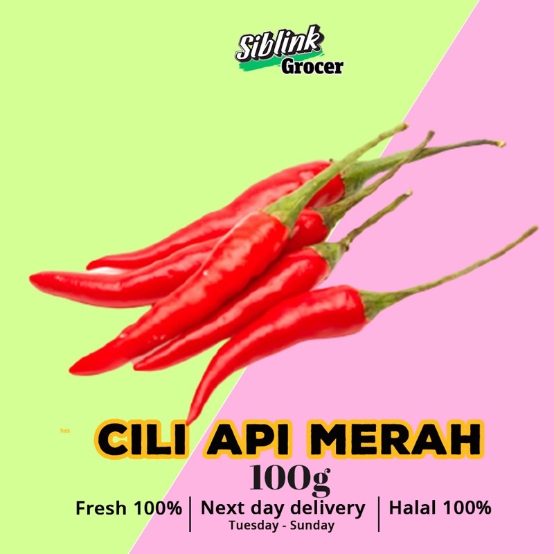Fresh Cili Api Merah Red Chili Harga Pasar Borong 100g SAYURAN SEGAR ...