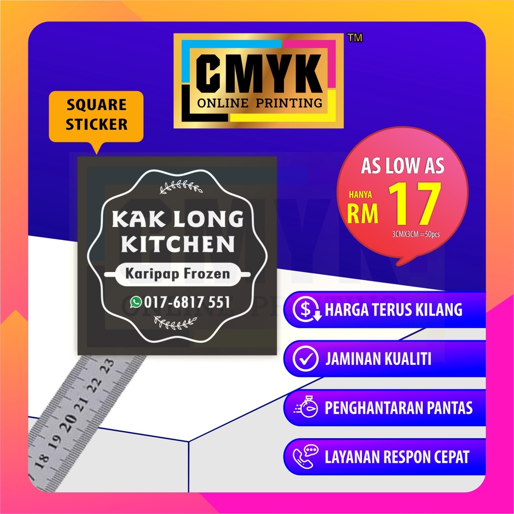 [HARGA KILANG] Square Sticker Product / Label Sticker / Segi Empat ...