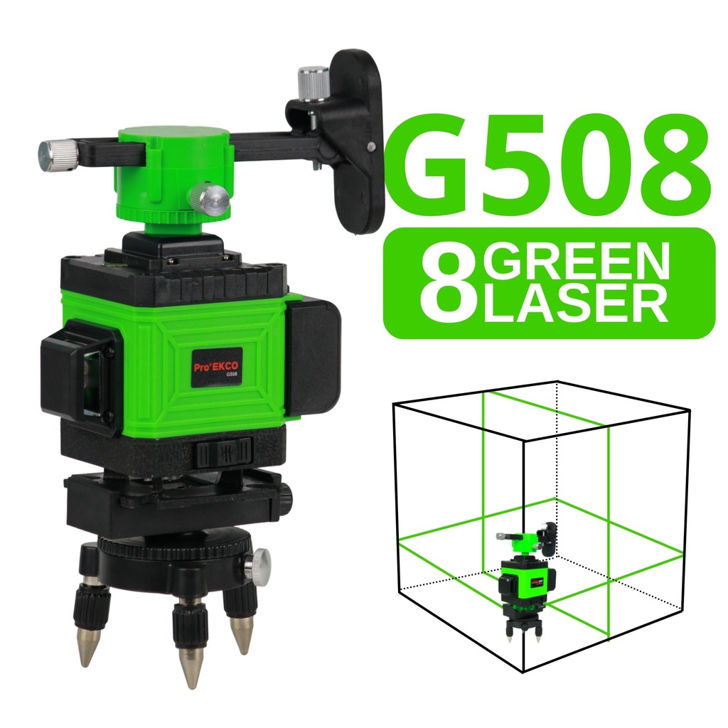 PRODIY 2 Line 3 Line 5 Line Green Laser Level 360° Rotary Automatic Lazer Level Line Adjustable ...