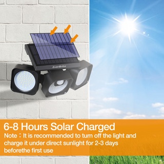 EverBrite 132LED Solar Light lampu raya solar 3 Adjustable Head Motion ...