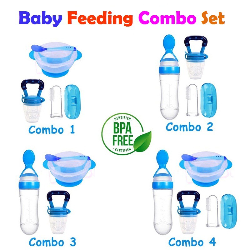 4 in 1 Baby Feeding Set Baby Bowl Bottle Feeder Fruits Feeder Baby ...