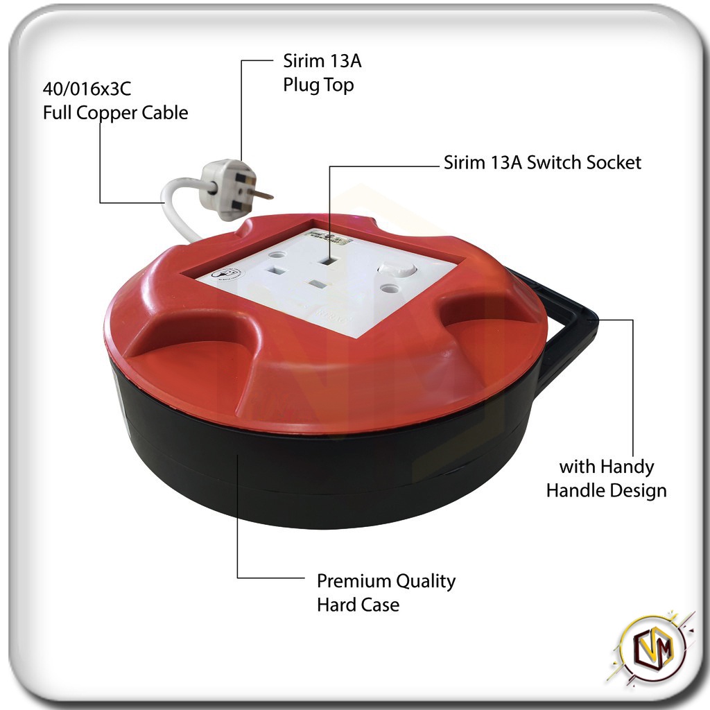 Round Extension Plug Bulat Wire Trailing Socket 2 Gang 5 Meter 1 25mm X 3c Full Copper Box Cable