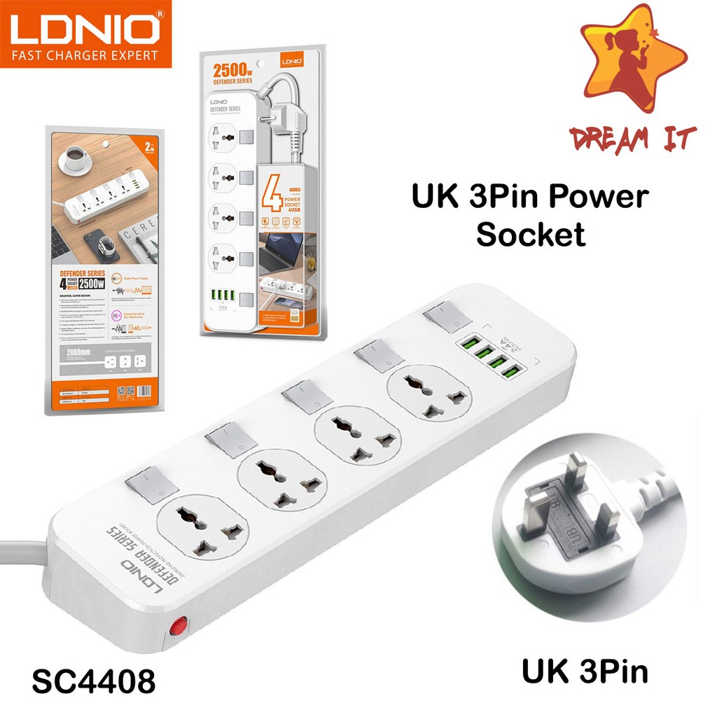 LDNIO SC4408 Electrical Socket Smart Extension Multifunction Power ...