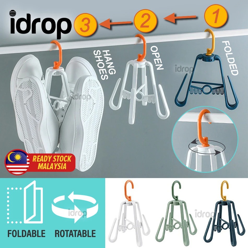 idropmy Shoe & Sandal Rotating Foldable Hanger / Tempat Penyangkut ...
