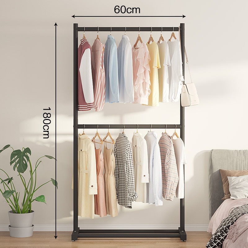 MA Home Single / Double Pole Clothes Hanging Rack Cloth Hanger Living ...