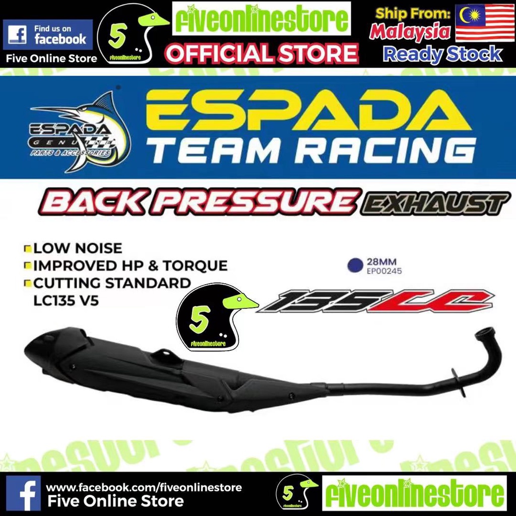 ESPADA Back Pressure 28MM Racing Exhaust Pipe Y15ZR Y15 RS150 RSX150 LC135 Cutting Standard ...