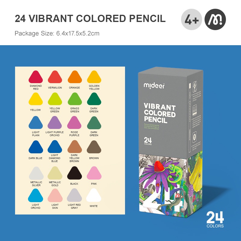 Mideer Vibrant Colored Pencil - 24/ 36 Colors Available | Shopee Malaysia