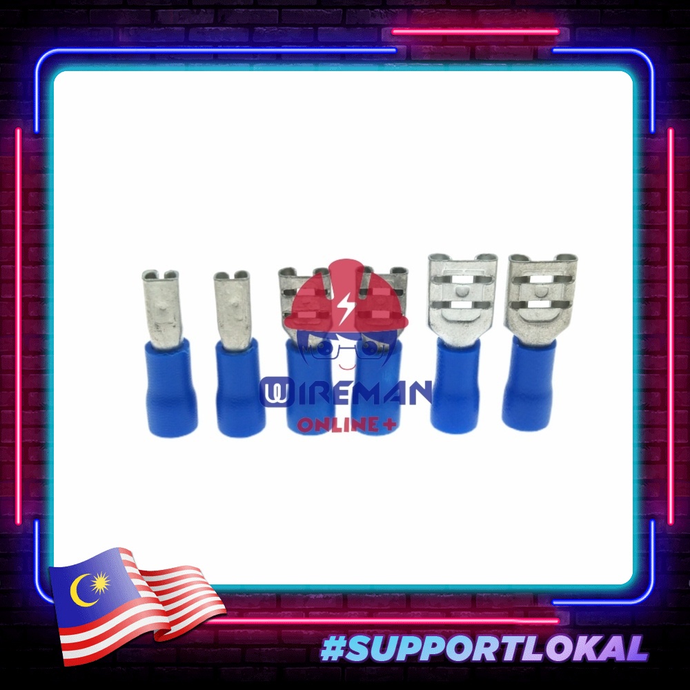 Insulated Spade Terminal Wire Connector Set Tinned Copper Blue ...