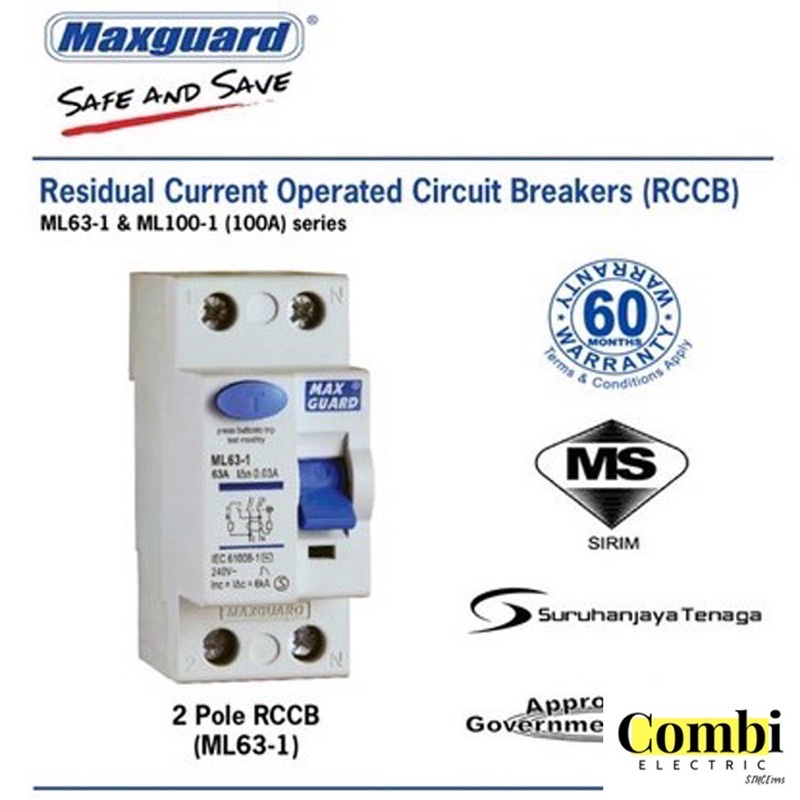 Maxguard 40A 2Pole 100MA Rccb/Elcb | Shopee Malaysia