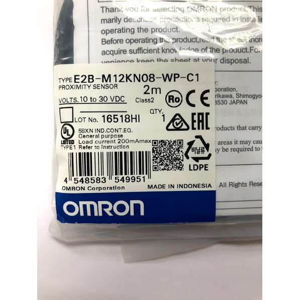 OMRON E2B-M12KN08-WP-C1 2M OMI Inductive Sensor, Proximity Switch, | Shopee Malaysia